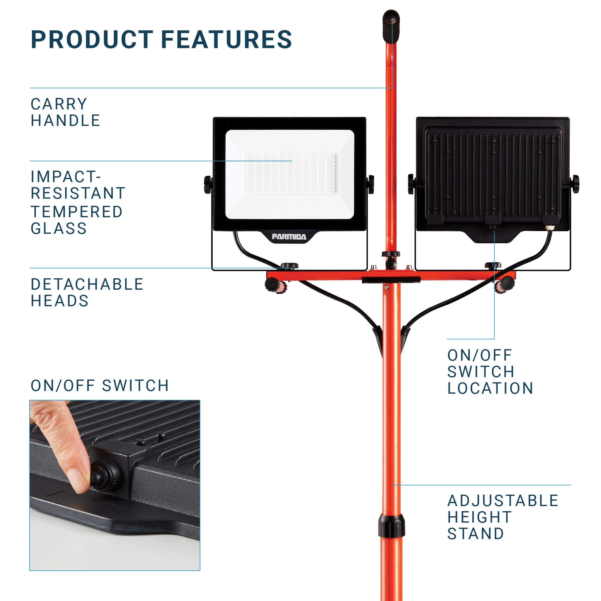 LED Dual-Head Work Light - 6ft Adjustable Tripod Stand — Parmida LED ...