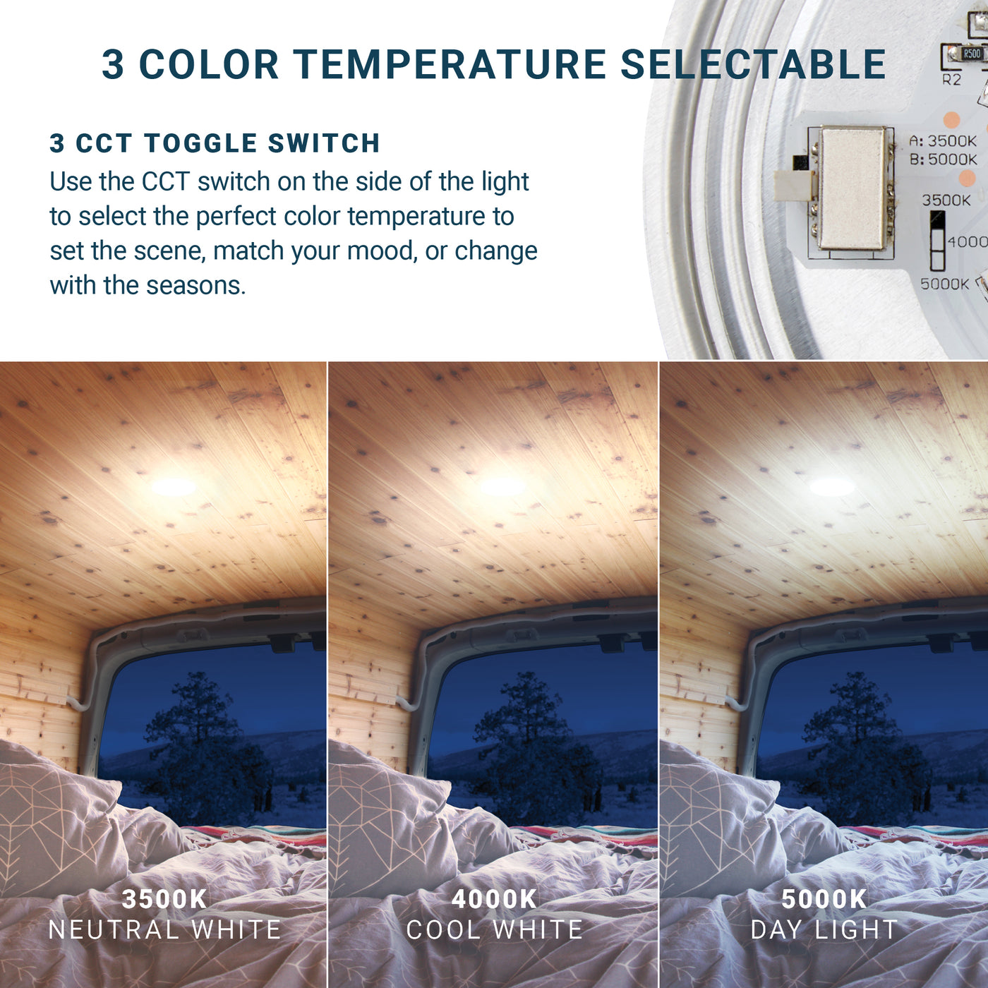 3CCT RV LED Light - Dome Puck Light with Switch - Dimmable - 4.5 Inch ...