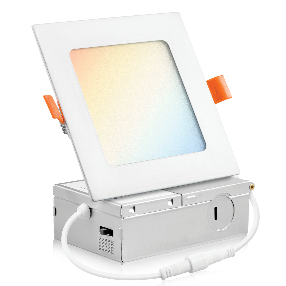 5CCT - 4" LED Square Recessed Ceiling Slim Panel Light with Junction B ...