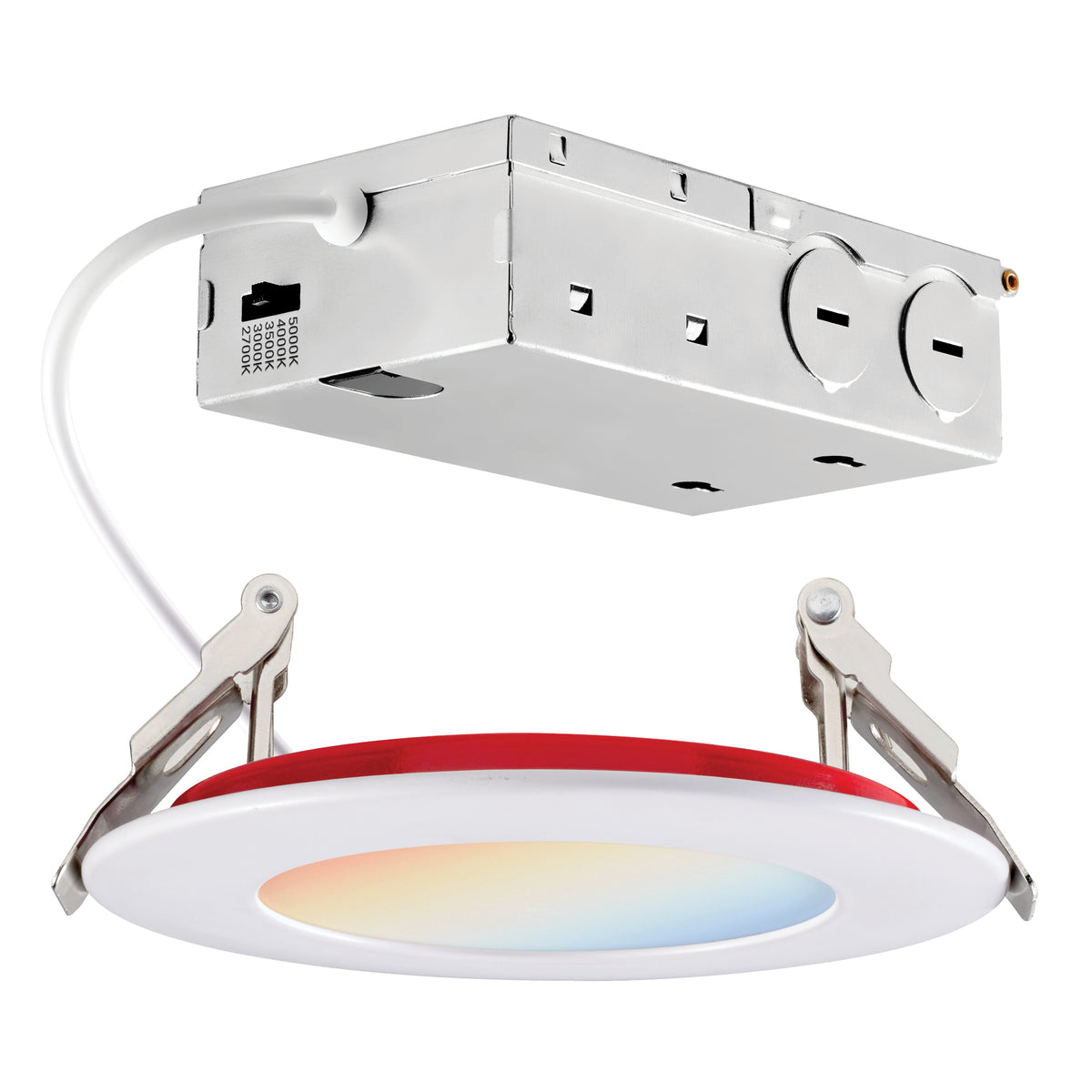 Fire Rated - 5CCT - 4" LED Recessed Ceiling Slim Panel Light with Junc ...